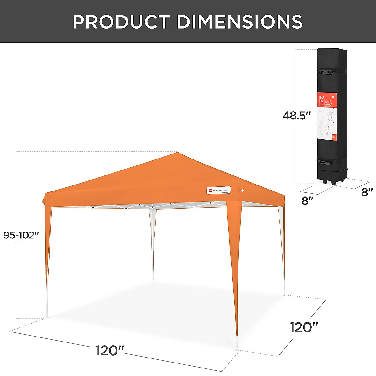 Best Choice Products 10x10ft Pop Up Canopy Outdoor Portable Folding Instant Lightweight Gazebo Shade Tent w/Adjustable Height, Wind Vent, Carrying Bag - Orange