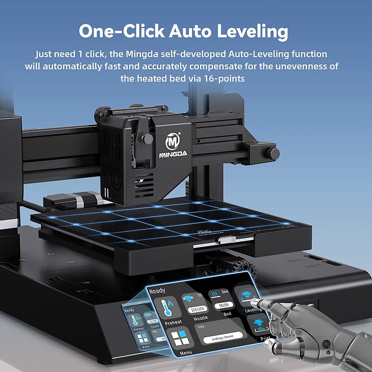 Mingda Magician X 3D Printers, One Touch Smart Auto Leveling FDM 3D Printing Machine Printing Size 230x230x260mm with TMC Silent Motherboard