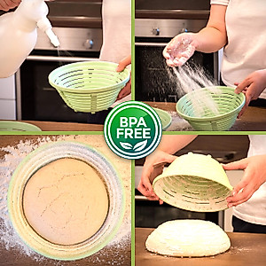 9 Inch Banneton Bread Proofing Basket - Plastic Banneton Sourdough Proofing Basket for Bakers - Anti stick Baskets for Bread Baking - Easy Removal of sticky dough