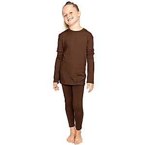 STRETCH IS COMFORT Girl's CREW Neck and Leggings Set Brown X-Large