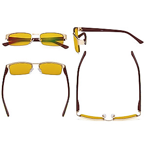 Eyekepper Blue Light Blocking Computer Glasses with Amber Filter Lens - Anti Radiation Anti Glare UV Rays Reduces Eyestrain Half-rim Eyeglasses Men Women Gold/Brown