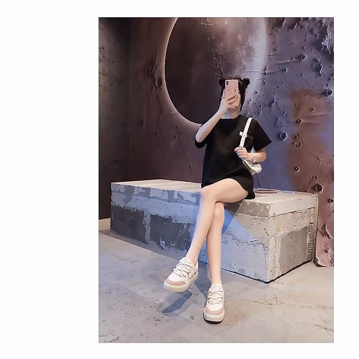 Cubicbee Women's Platform Lace up Sneaker Daddy Shoes,Non-Slip Mesh Breathable Running Tennis Shoes Casual Gym Workout Walking Shoes (Pink,5)