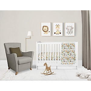 UOOPOO-US Personalized Baby Boy Fitted Crib Sheet Set, Jungle Animals Crib Bedding Set with Name, Baby Boy Bedding Crib Bedding Set, Customized Wild Animals Nursery Crib Sheet Bedding Set