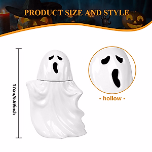 zhqinger Ghost Coffee Mug Halloween Water Cup White Ceramic 15oz/450ml Funny Mugs Novelty Tea Cup with Lid and Handle Gift for Friends Familiers Women Men