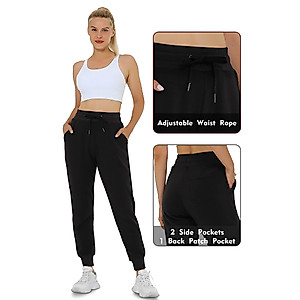 Heathyoga Fleece Lined Joggers for Women Thermal Sweatpants for Women Joggers with Pockets Workout Pants Running Pants Black