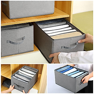 Yoillione Upgrade Large Jeans Organizer for Closet, Wardrobe Clothes Organizer for Folded Clothes, Closet Organizers and Storage Drawer Organizers for Clothing, Pants, Bra, Sweaters, T-shirt, 2 Pack