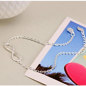 Sllaiss 925 Sterling Silver Infinity Love Bracelet for Women Infinity Endless Love Symbol Charm Adjustable Bracelet White Gold Plated