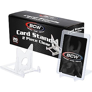 BCW 2-Piece Card Display Stands - 20 ct | Showcase Top Loaders, Magnetics, Screwdowns |Trading Card Display| Card Display Stand | Card Stand | Semi Rigid Card Holder Stand | Clear Plastic Stand