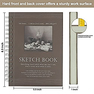 Sketch Book 5.5x8.5 - Small Sketchbook for Drawing - Spiral Bound Art Sketch Pad, Pack of 2, 200 Sheets (68 lb/100gsm), Acid-Free Drawing Paper for Artists Kids Teens & Adults