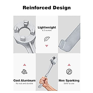 Mellbree Bung Wrench, Aluminum Gallon Drum Wrench Barrel Wrench Drum Opener Tool for Opening 10 15 20 30 50 55 Gallon Drum, Fits 2 inch and 3/4 inch Bung Caps