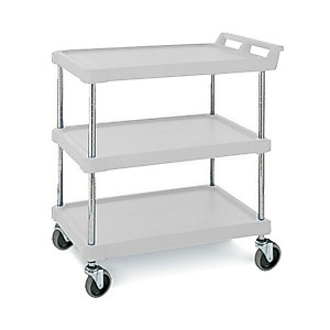 Metro BC Series Polymer Utility Cart with 4 Swivel Casters, 3 Lipped Shelves, 400 lb. Total Capacity, 33-1/4" Height x 21-1/2" Width x 33-3/4" Length, Gray