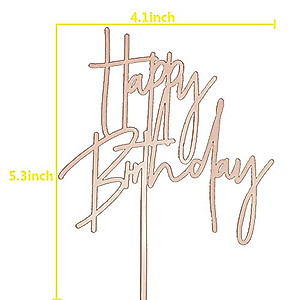 Happy Birthday Cake Topper, Acrylic Birthday Party Decorations Celebrations, Mirror Rose Gold