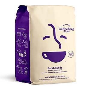Coffee Bean Direct French Vanilla Flavored, Whole Bean Coffee, 5-Pound Bag
