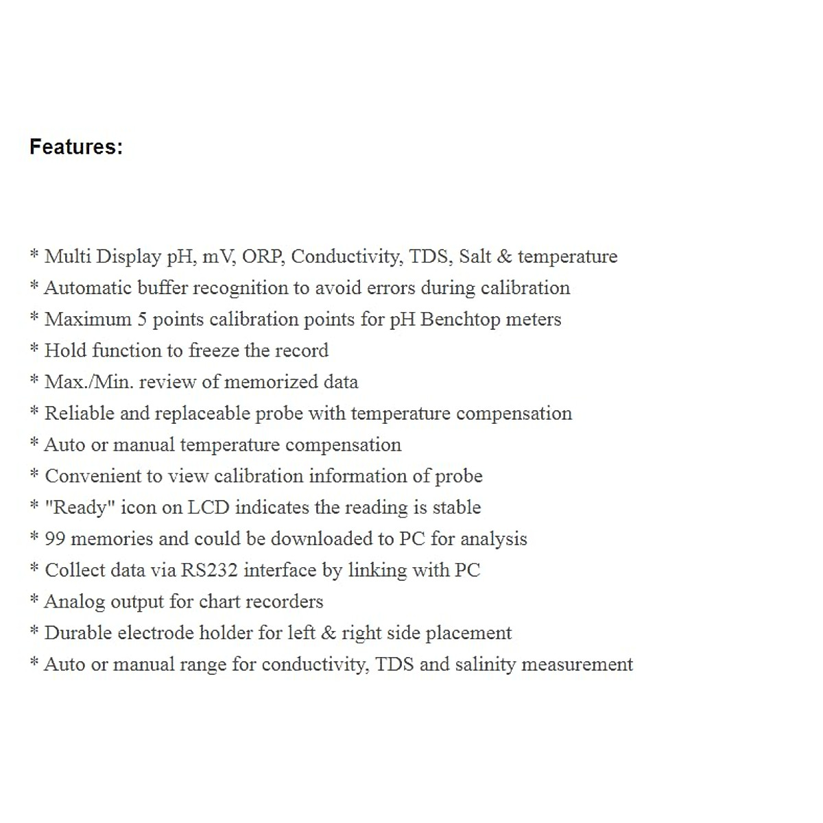 AZ86555 BenchTop WaterQuality Meter Desktop pH/ORP/Cond./TDS/Salinity 5 in 1Printer WaterQuality Tester