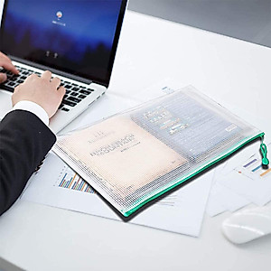 A4 Plastic Zipper Pouches - WaterproofPlastic Zipper Pouches Mesh Zipper Pouch Document Bag - A4 Zipper File Bags for School & Office Supplies (10 Colors, 10 Pcs)