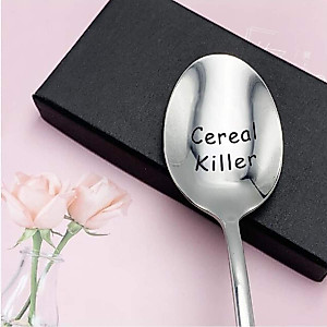 Cereal Killer - Dad Gifts for Men - Funny Fathers Day Dad Gifts from Daughter Son - Laser Engraved Cereal Killer Spoon - Stainless Steel Spoons - Cute Cereal Lovers Gifts for Dad Who Wants Nothing