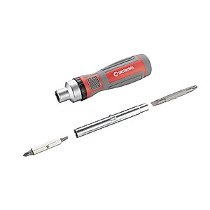 INTERTOOL 19-in-1 Ratcheting Screwdriver Set, Multi-Bit, High Strength Chrome Vanadium Steel, 8 Double-Ended Bits VT08-3376