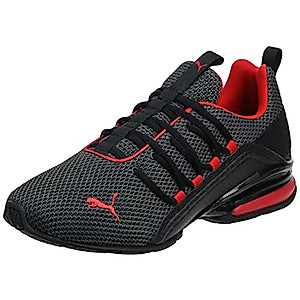 PUMA mens Axelion Running Shoe, Black/High Risk Red, 10.5 US
