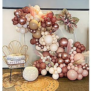 Dusty Pink Brown Balloon Garland Nude Tan Pink Rose Gold Metallic Double Stuffed Latex Party Balloons For Baby Shower Birthday Wedding Bachelorette Party Decorations