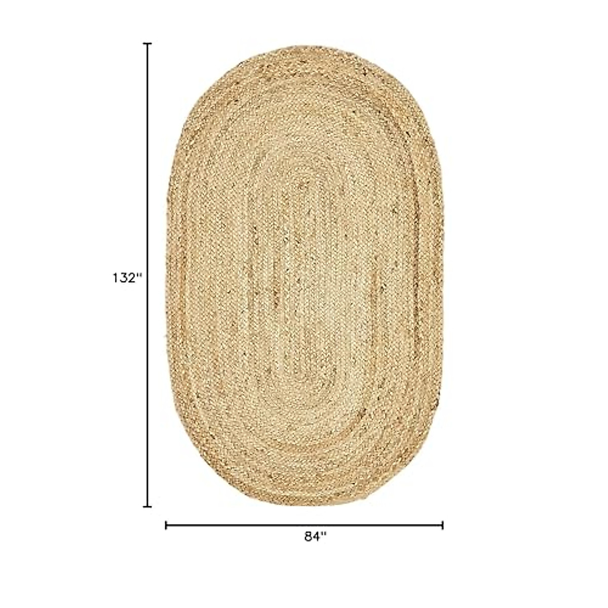 THE PIKKU INTERNATIONAL - Handmade Jute Rug Oval Hand Woven Farmhouse Jute Area Rug (7 x 11 ft)