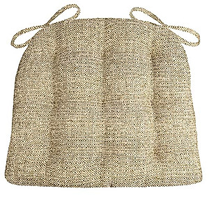 Barnett Home Decor Brisbane Camel Tweed Upholstery Chair Pads with Ties - Latex Foam Fill, Reversible - Made in USA (Tan/XL)