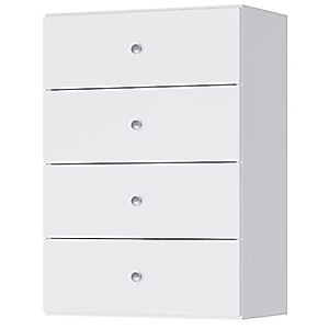 Short Closet Drawer Tower - Modular Closet System With Drawers (4) - Corner Closet System - Closet Organizers (White, 19.5 inches Wide) Closet Organizers