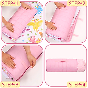 Timgle Toddler Nap Mats for Daycare Toddler Nap Mat with Pillow for Girls Toddler Sleeping Bag with Removable Pillow and Soft Blanket for Daycare,Preschool,Kindergarten,Sleepovers(Dinosaur)