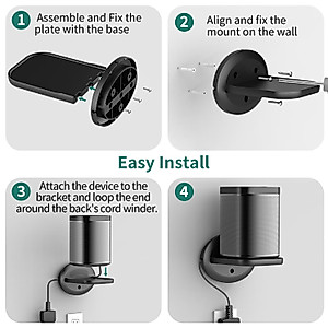 HomeMount Wall Mount for Sonos One - Space Saving Smart Home Wall Stand Holder Shelf Compatible with Sonos One/Sonos One SL Black