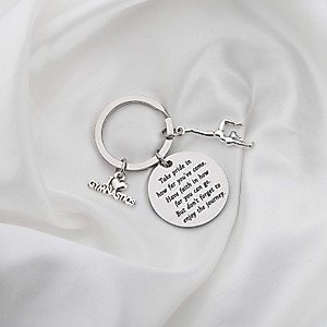 FUSTMW Gymnast Gift Gymnastics Keychain Inspirational Gifts Gymnast Jewelry Gymnastics Class Gift Birthday Jewelry for Teens (silver)