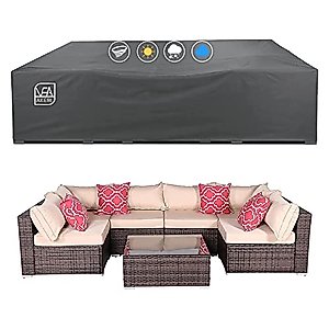 AKEfit Patio Furniture Cover Outdoor sectional Furniture Covers Waterproof Dust Proof Furniture Lounge Porch Sofa Protectors D128 x W83 x H28