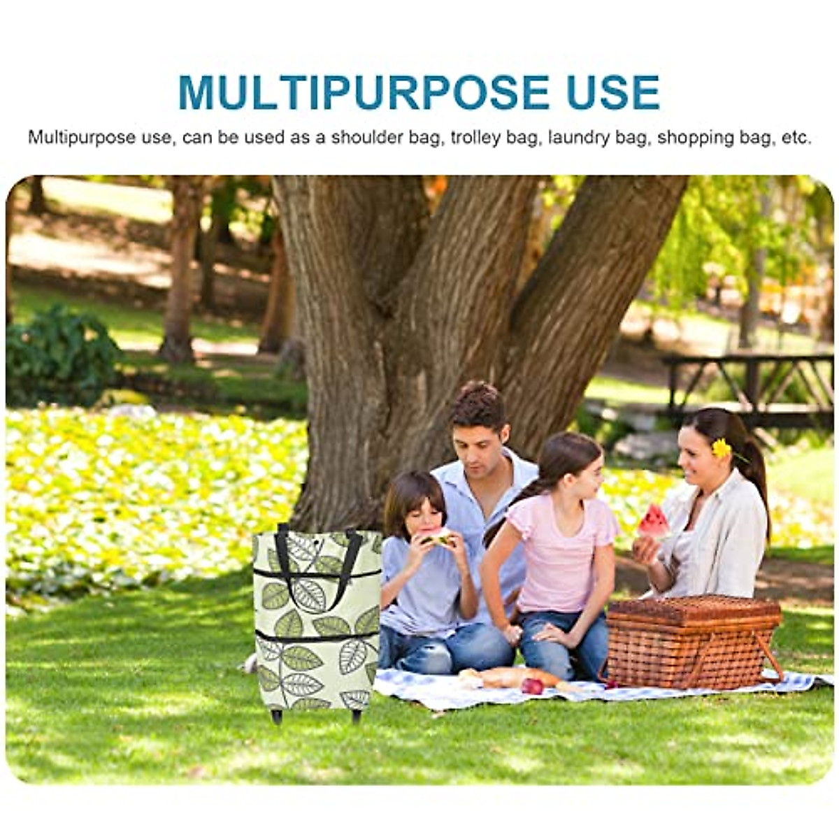 Cabilock Collapsible Trolley Bags Folding Shopping Bag with Wheels Foldable Shopping Cart Reusable Grocery Bags Shopping Trolley Bag on Wheels B