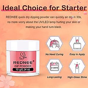 REDNEE 21pcs Dip Powder Nail Kit Starter - 12 Colors Spring Colors Acrylic Nail System with Tools for Manicure Nail Design RE38