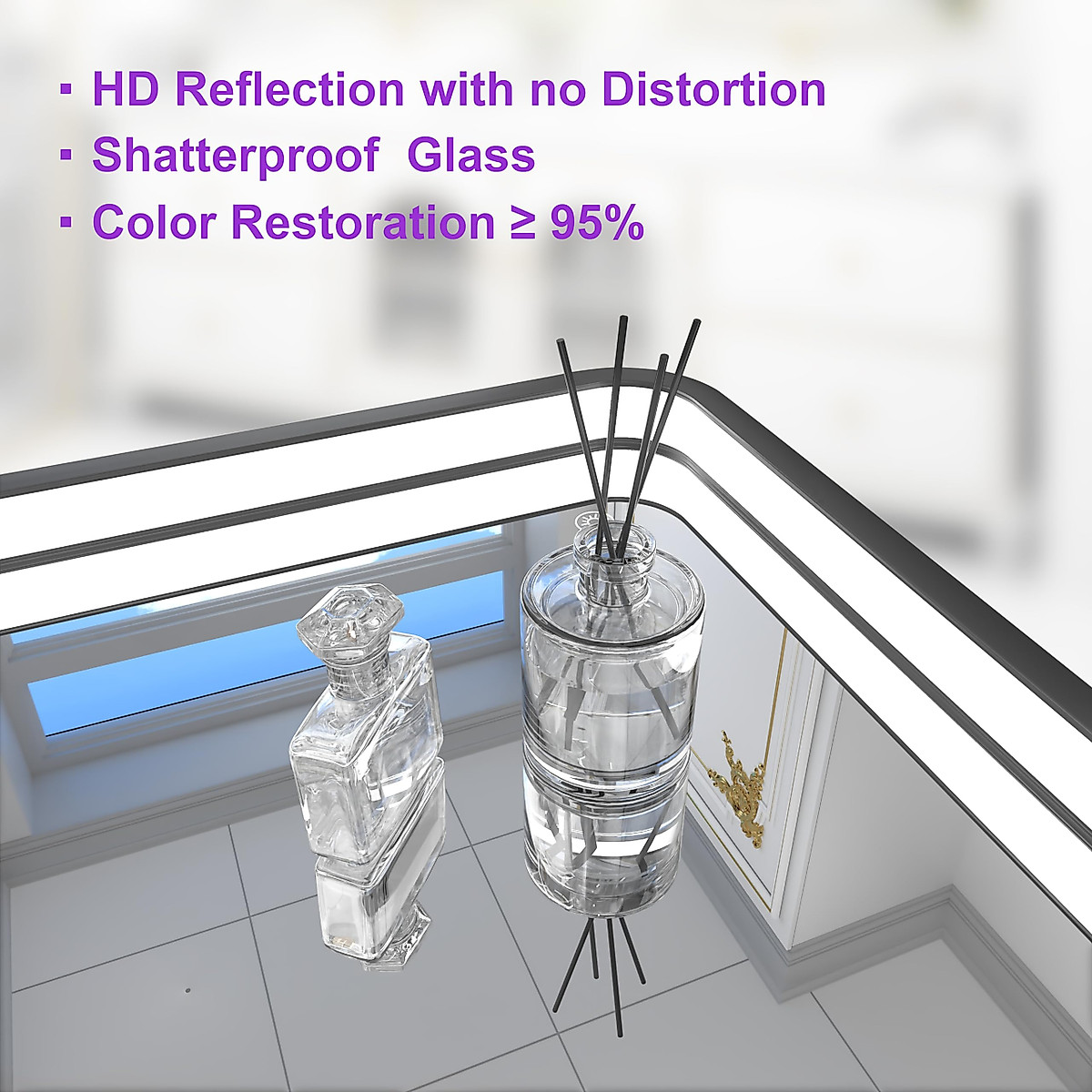 JSneijder 2-Piece LED Bathroom Mirror 32 Inch Backlit Round Mirror & 28x36 Inch Rectangular Mirror, Wall Mounted Dimmable Anti-Fog