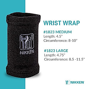 Nikken KenkoTherm® Wrist Wrap Medium 1825 Black - Thin Ceramic Reflective Fibers that reflects heat from your body to provide a gentle warming effect for tired or tight muscles Weightlifting , Boxing - Support Wrap - Compression, Support