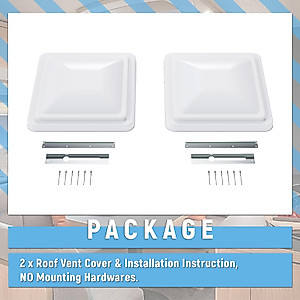 HECASA 2Pcs 14" RV Roof Vent Cover Compatible with Ventline Previous to 2008 and Elixir Vents Starting 1994 PP Vent Lid Polycarbonate White