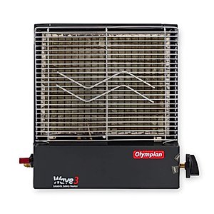 Camco Olympian RV Wave-3 LP Gas Catalytic Safety Heater, Adjustable 1600 to 3000 BTU, Warms 130 Square Feet of Space, Portable and Wall Mountable