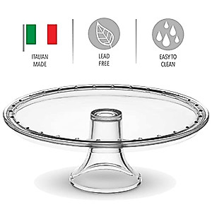 Godinger Cake Stand, Crystal Glass Footed Cake Plate Serving Platter - Made in Italy