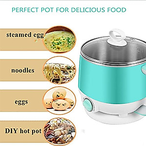 DCIGNA 1.5L Electric Hot Pot, Noodle Cooker, Mini Hot Pot, Egg Cooker, Stainless Steel Shabu Shabu Hot Pot With Free Stainless Steel Rack, 110V 600W - For Boiling Water, Eggs, Cooking, Noodles