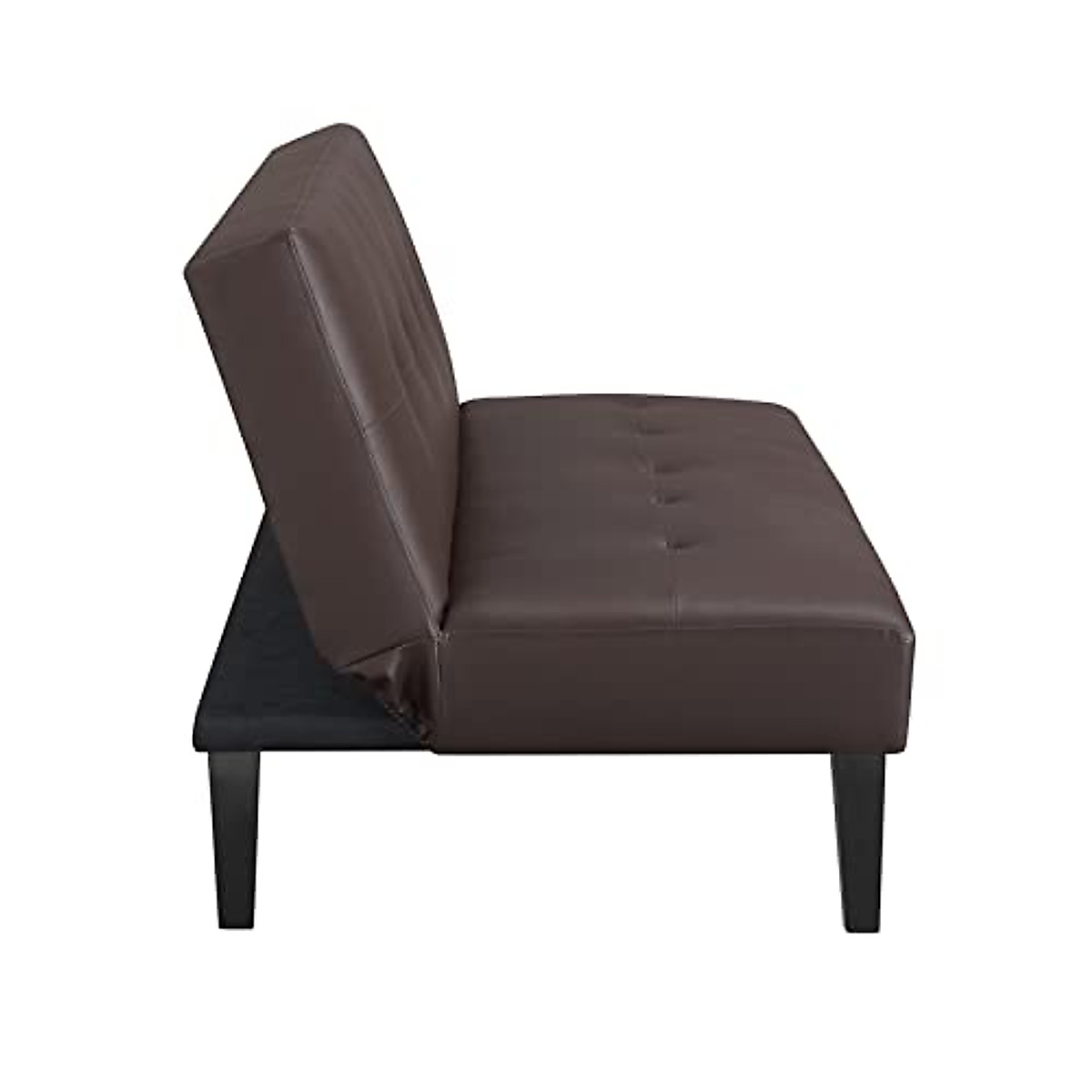 Naomi Home Button Tufted Futon Sofa Bed Pull Out Sofa Bed Couch Convertible with Wooden Legs, Folding, Reclining Small Couch Bed, Futon Bed for Living Room, Espresso, 53965AM