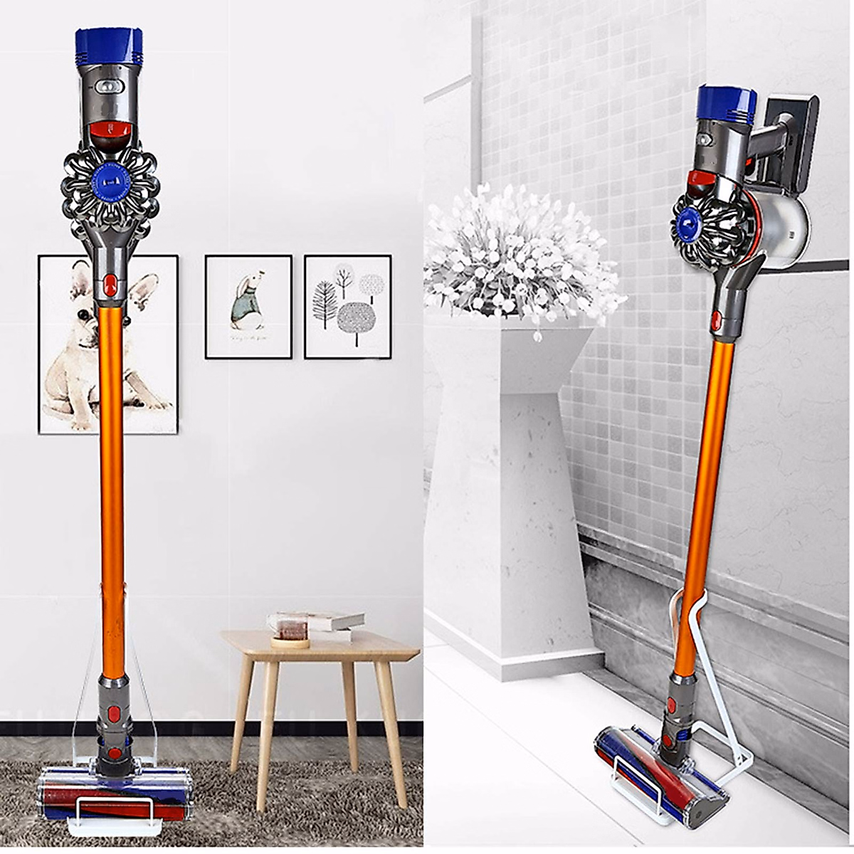 Fdit Vacuum Cleaner Stand V6 Rack V7 Organizer V10 Holder Bracket Storage Shelf Poster Stand Vacuum Sweeper Holder (Black)