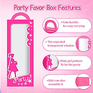 XIAMOOR 12 Pack Hot Pink Girl Party Favor Boxes Princess Theme Party Favors Bag Hot Pink Gift Box Goodie Bag Candy Treat Boxes Pink Birthday Bachelorette Party Decorations Supplies For Girls Women