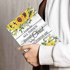 POIUYTREW Case for Samsung Galaxy Tab A8 10.5 Inch 2022 (SM-X200/X205/X207), PU Leather Folio Case Smart Cover with Stand & Auto Wake Sleep, Inspirational Floral Christian Quotes Bible Verse Phil 4:13