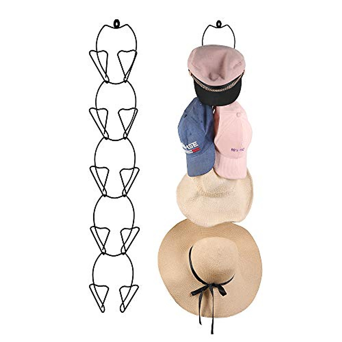 Artliving 5 Pack Door & Wall Mounted Hat Rack Cap Rack Baseball Cap Towel Rack Holder Organizer for Baseball, Caps,Scarfs,Handbag,Towels Closet (Door Hooks and Sticky Hooks Includes)