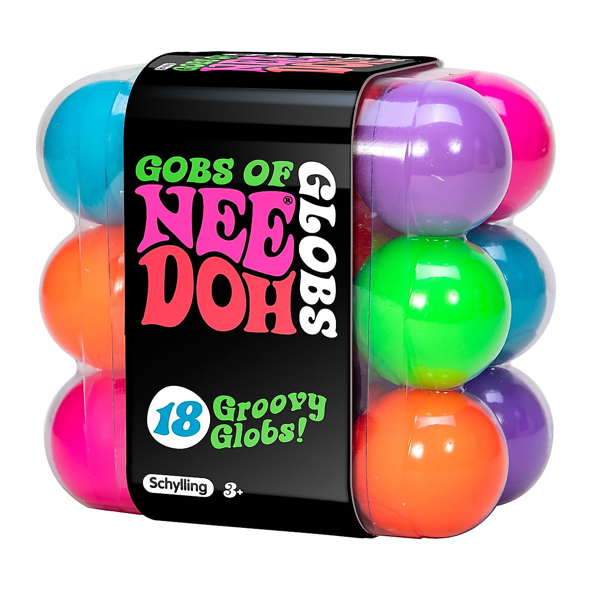 Schylling NeeDoh Teenie Gobs of Globs - Sensory Squeeze Toy - Contains 18 Mini Groovy Globs - 1.25" Wide - Multicolored