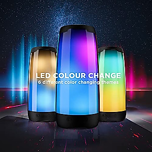 Bluetooth Speaker with Lights BUGANI Color Changing Portable Wireless Speaker 6 Color LED Lighting Themes, IPX5 Waterproof Bluetooth Speaker 20W Stereo Sound, 24 Hours Battery, TWS Pairing Mic TF Card