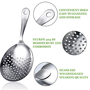 Stainless Steel Julep Strainer Akamino 4 Pack Cocktail Strainer Spoon for Drink Home Kitchen Bar