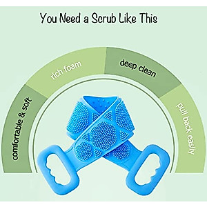 Silicone Bath Towel Back Brush Scrubber Exfoliating Scrub Body Wash Dual Side, Back Cleaner for Shower, Silicone Scrubber Body, Blue Color, 1PCs.