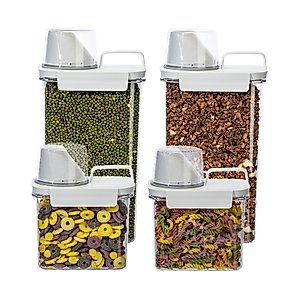 NBILIC Cereal Storage Container Set (Measuring Cups) BPA Free PET Plastic Material, Reusable, Pantry Organizer, Food Portion Containers (Set of 4 2 Large 2 Small) Repeatable