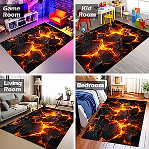 Osimiccp Optical Illusion Rug for Bedroom,5'x7' Non-Slip 3D Lava Rug for Living Room Game Room Area Rug Home Decor