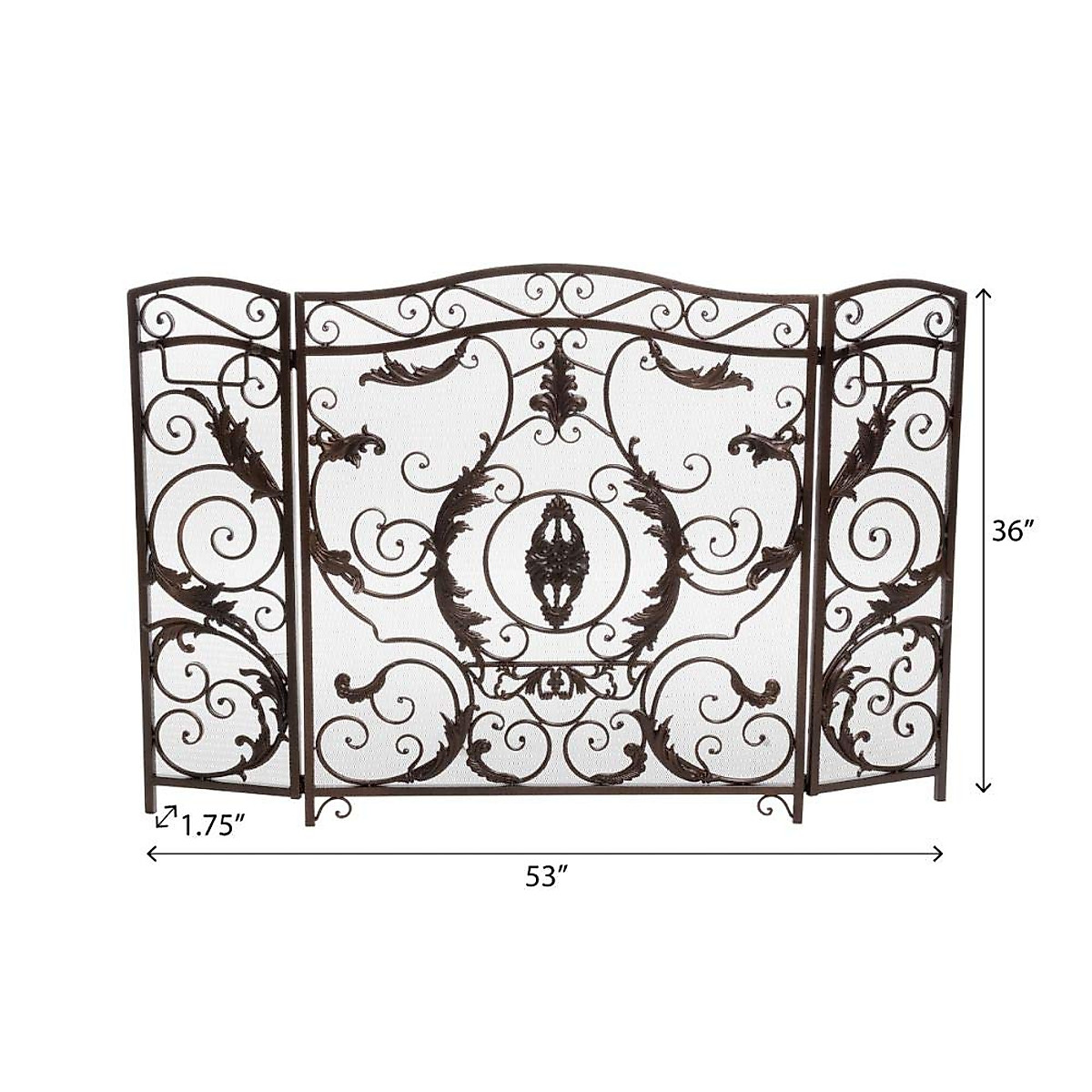 Christopher Knight Home Waterbury Fireplace Screen, Gold Flower On Black